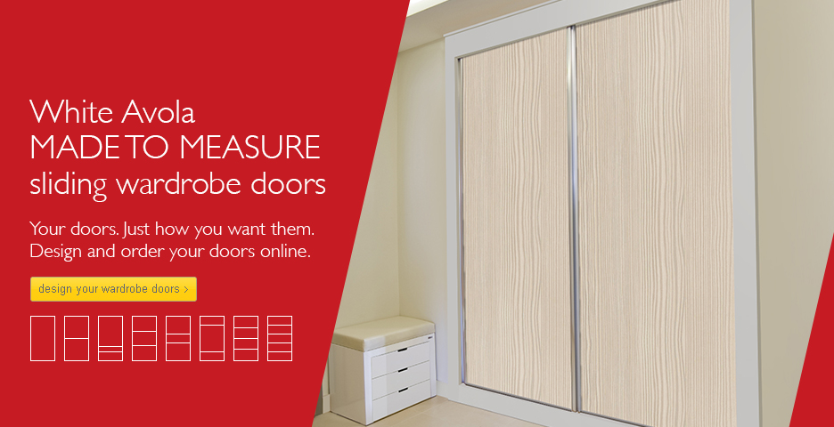White Avola Wood Sliding Wardrobe Doors